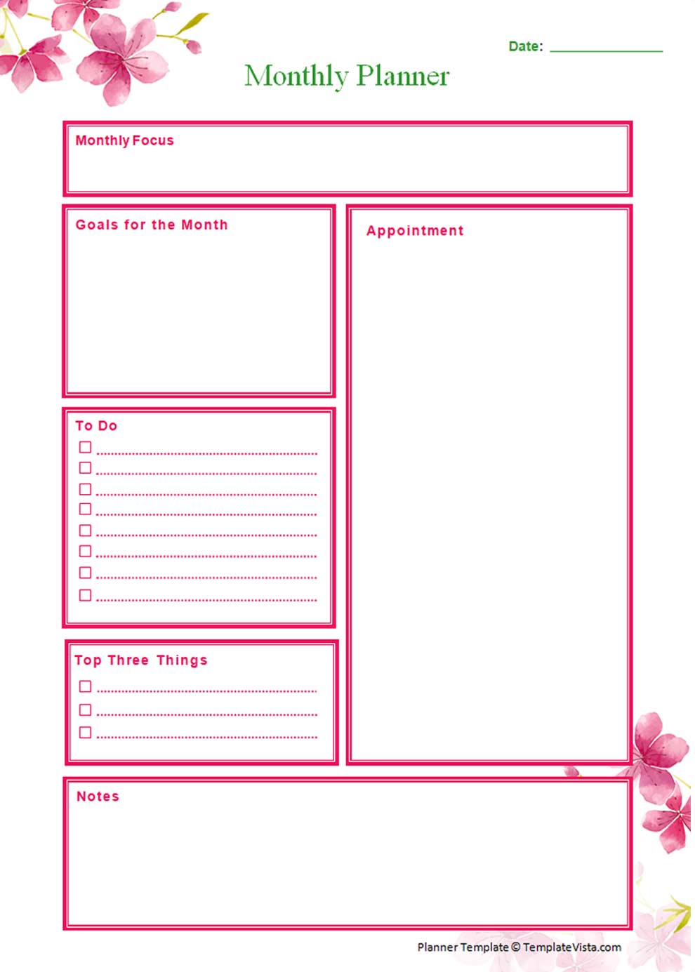 Monthly Planner Templates Archives - Template Vista